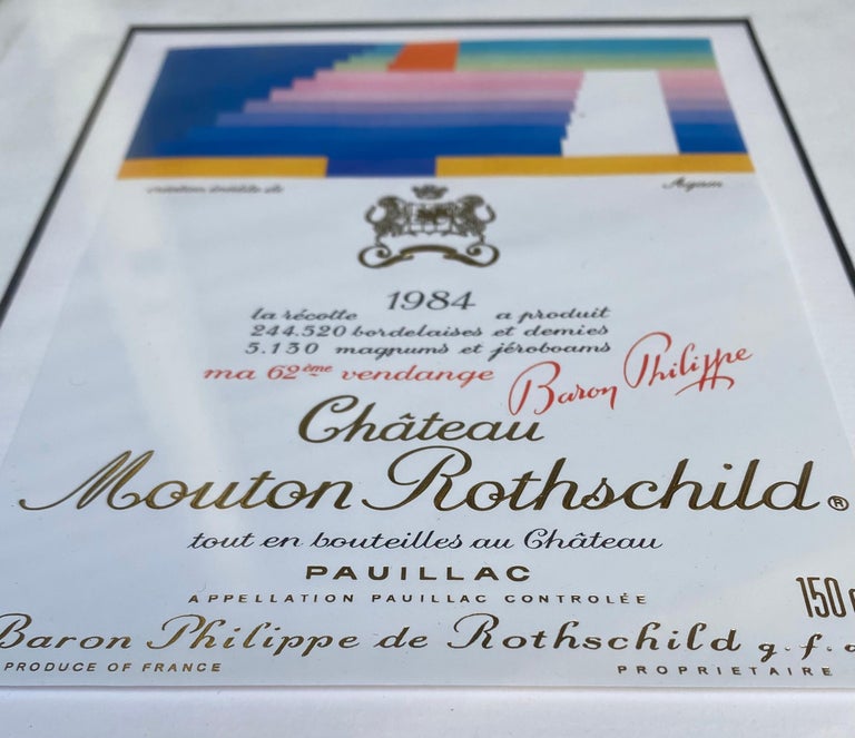Château Mouton Rothschild label Unpublished creation by Agam 1984 For ...