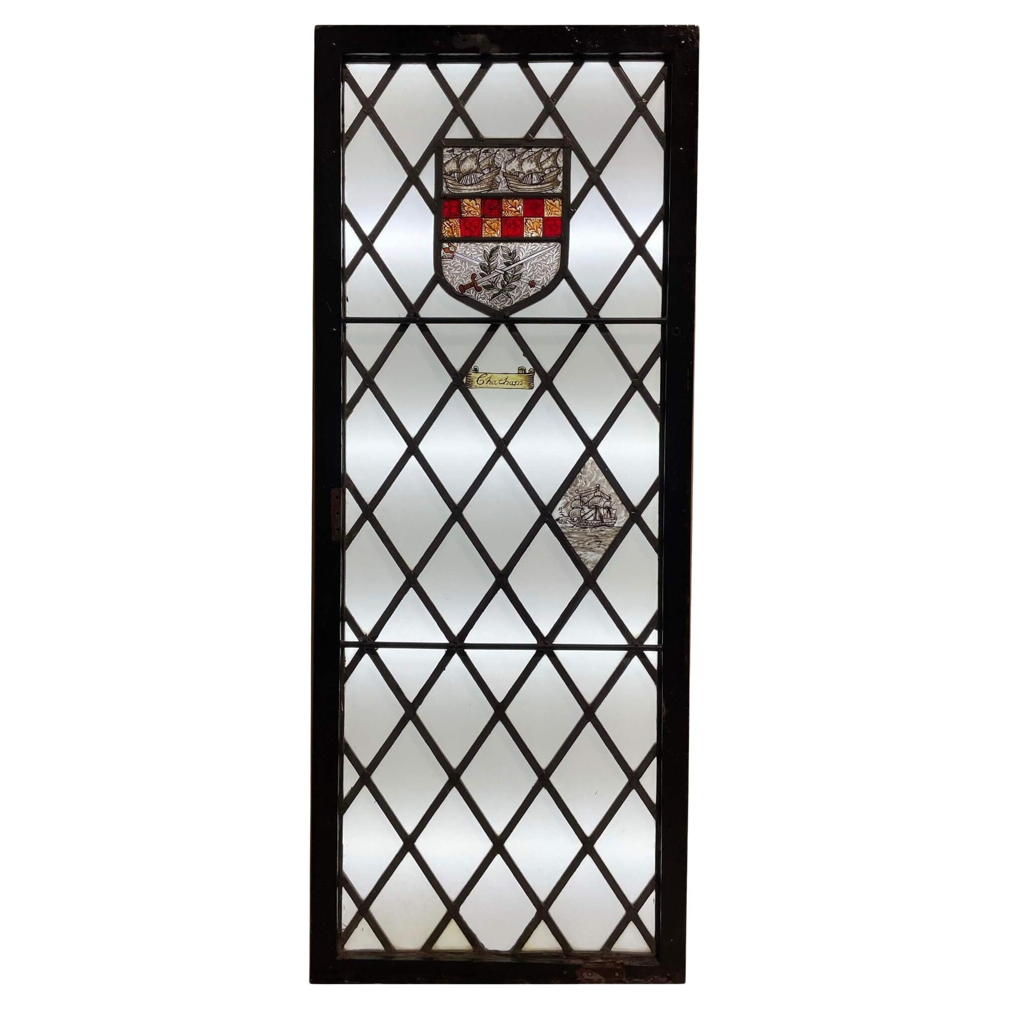 Antique Stained Glass Window - 44" x 21" For Sale at 1stDibs