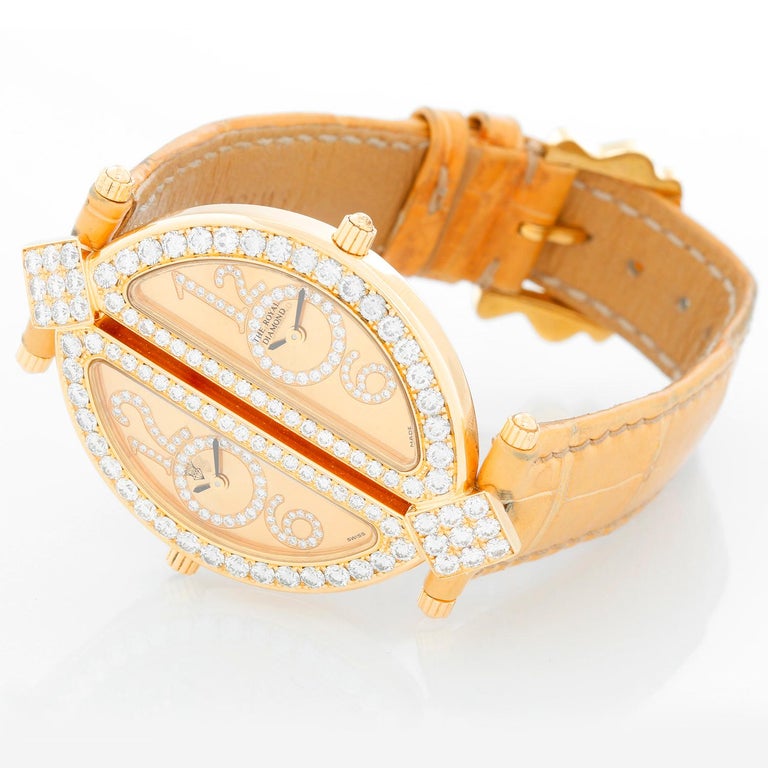 Chatila "The Royal Diamond Double Lady" Dual Time Ladies 18 Karat Gold ...
