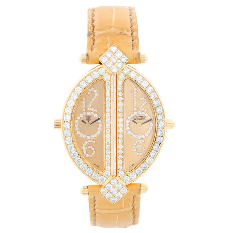 Chatila "The Royal Diamond Double Lady" Dual Time Ladies 18 Karat Gold ...