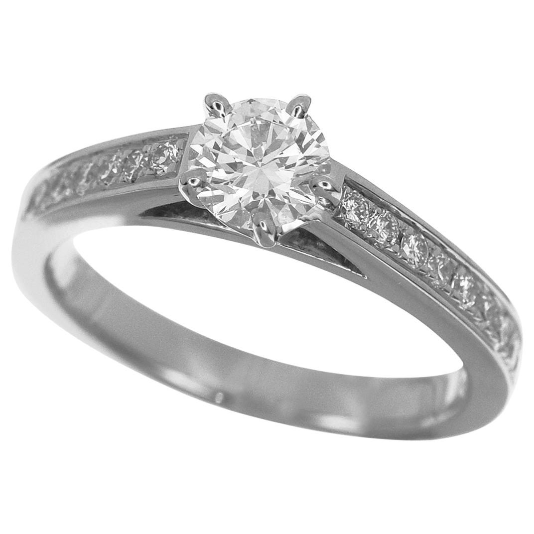 Van Cleef and Arpels 0.50 Carat Diamond Platinum Bonheur Solitaire Ring ...