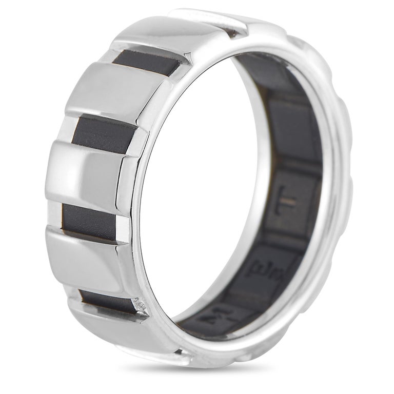 Chaumet 18K White Gold Black Rubber Band Ring For Sale at 1stDibs