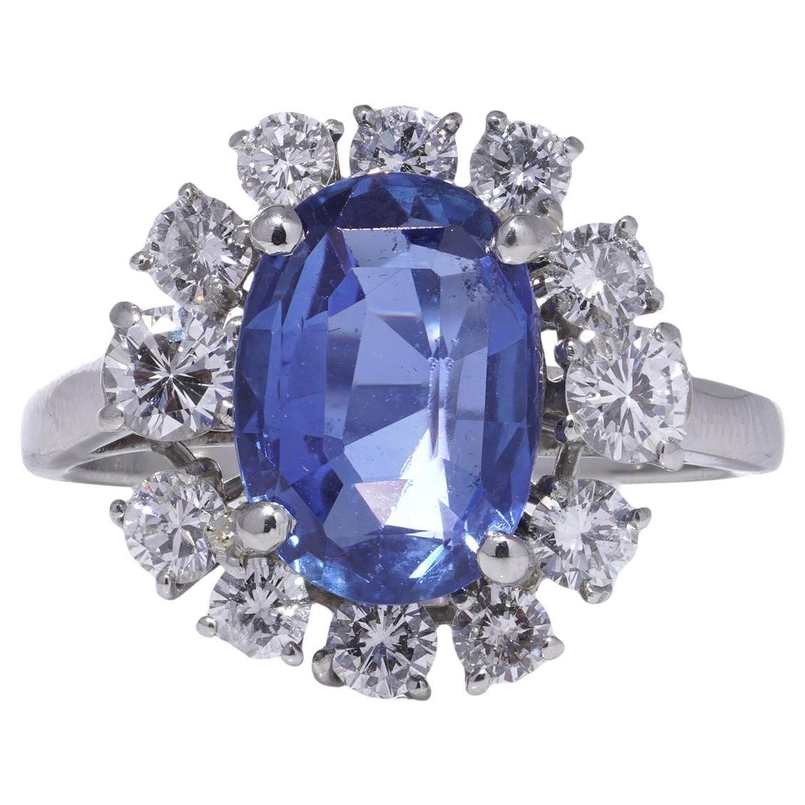 Chaumet 18kt white gold natural blue sapphire diamond cluster ring For ...