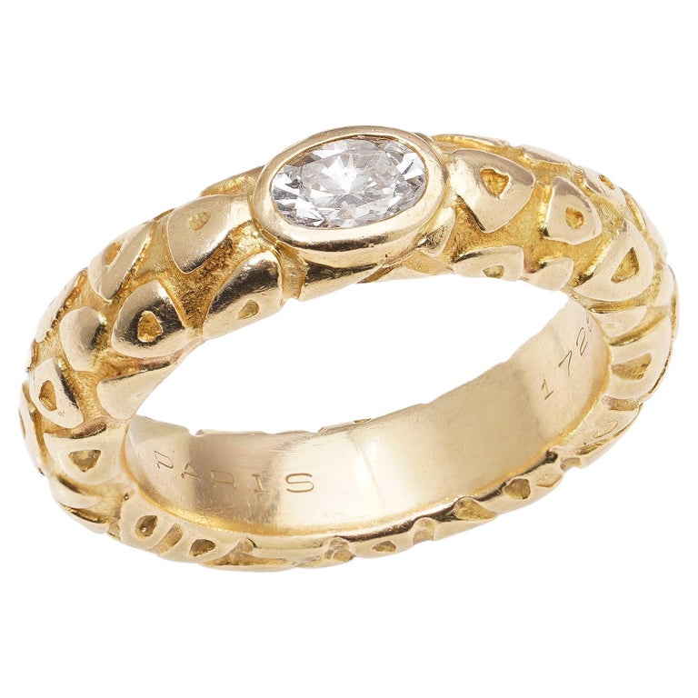 Chaumet Ring aus 18 Karat Gelbgold mit ovalem strahlendem Diamanten von 0,50 Karat. im Angebot ...