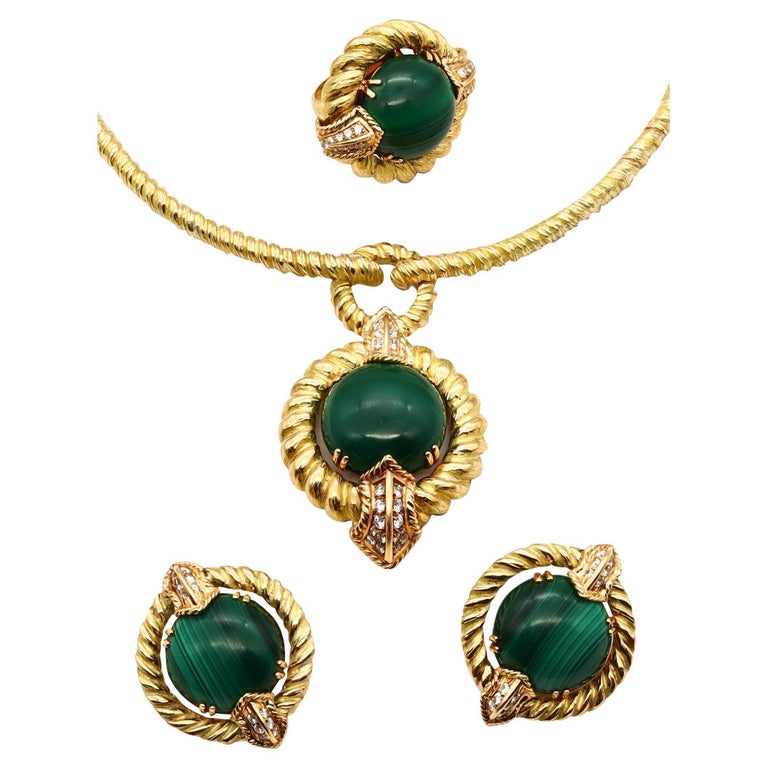 Chaumet 1960 Paris Complete Boxed Suite 18Kt Gold 62.56 Cts Diamonds ...