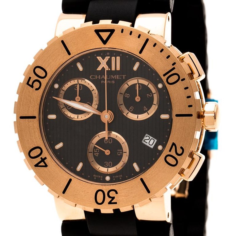 Chaumet 645B Men's Wristwatch 40mm 18K Rose Gold Cuff Links Ball Pen ...