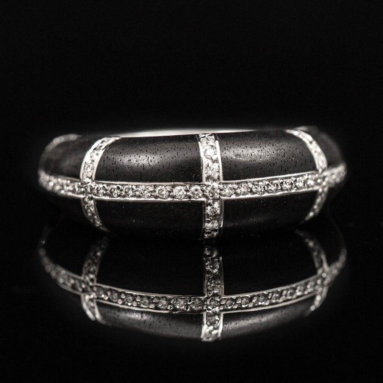 Chaumet Anneau Diamond Black Ebony Cocktail Ring 18k White Gold French ...