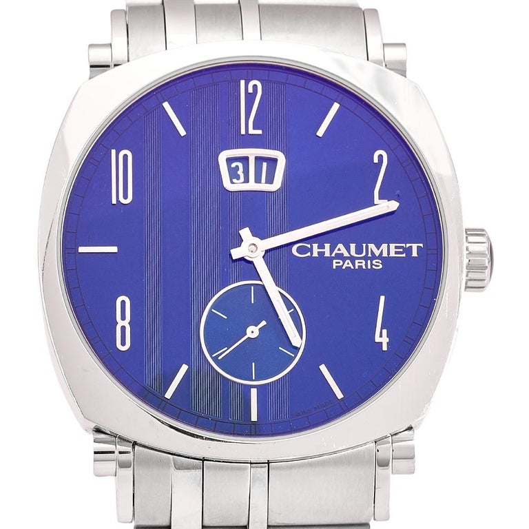 Chaumet Blue Stainless Steel Dandy Big Date W11680-47C Men's Wristwatch ...