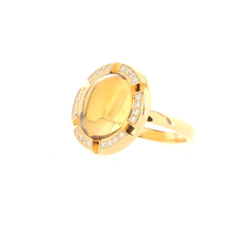 Chaumet Class One Cruise Ring 18k Yellow Gold with Citrine and Diamonds ...