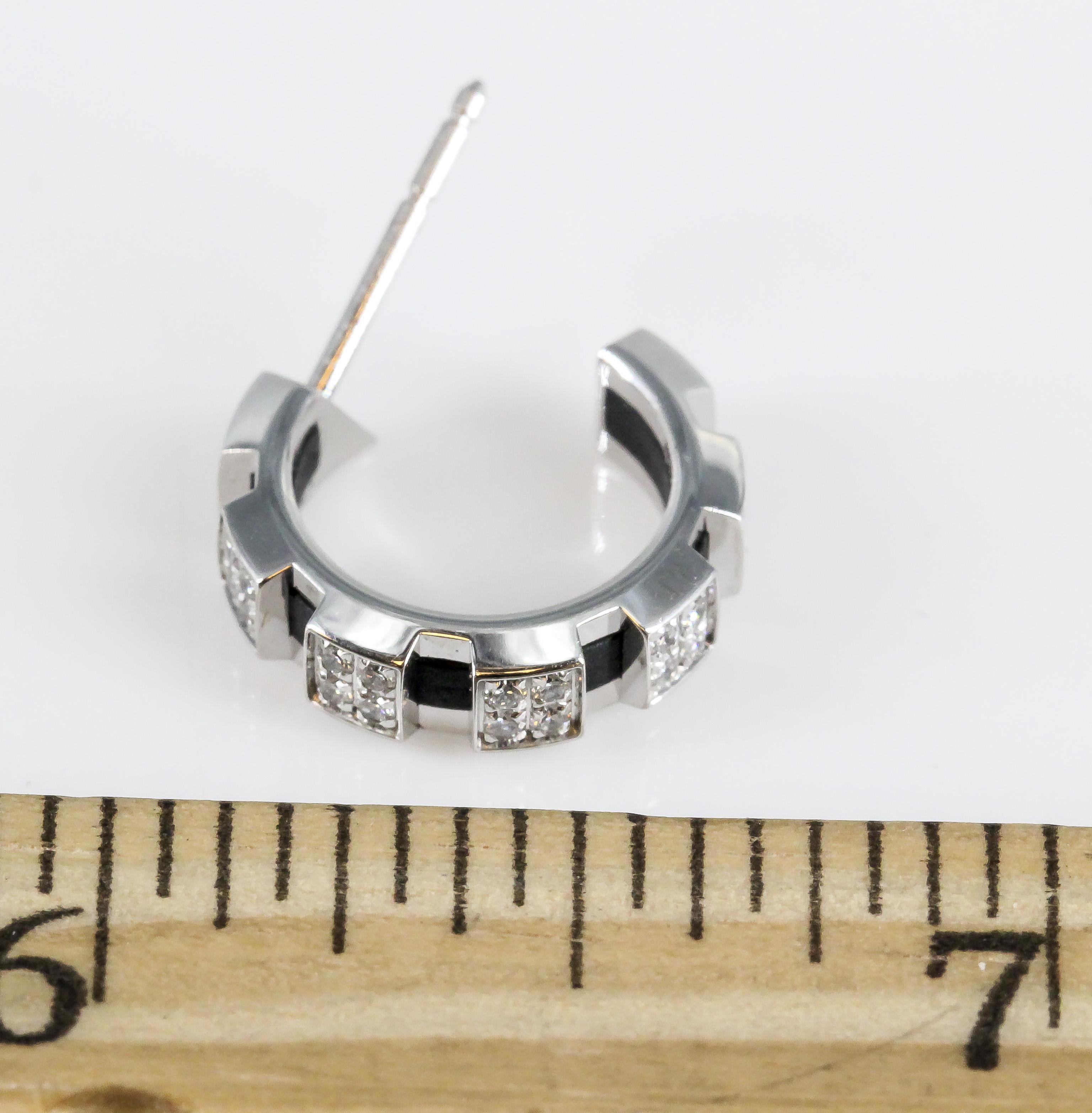 Chaumet Class One Diamond 18K White Gold Rubber Hoop Earrings For Sale ...