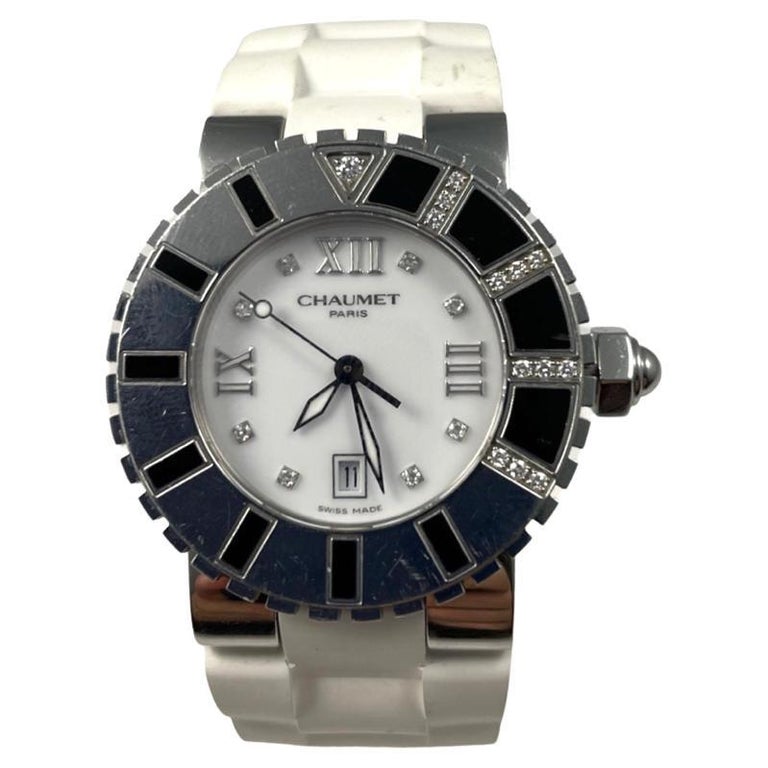 Chaumet Class One Diamond Bezel and Dial with White Rubber Strap at 1stDibs
