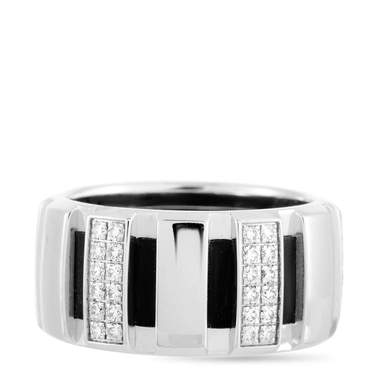 Chaumet Class One Rubber Diamond Pave White Gold Wide Band Ring at 1stDibs