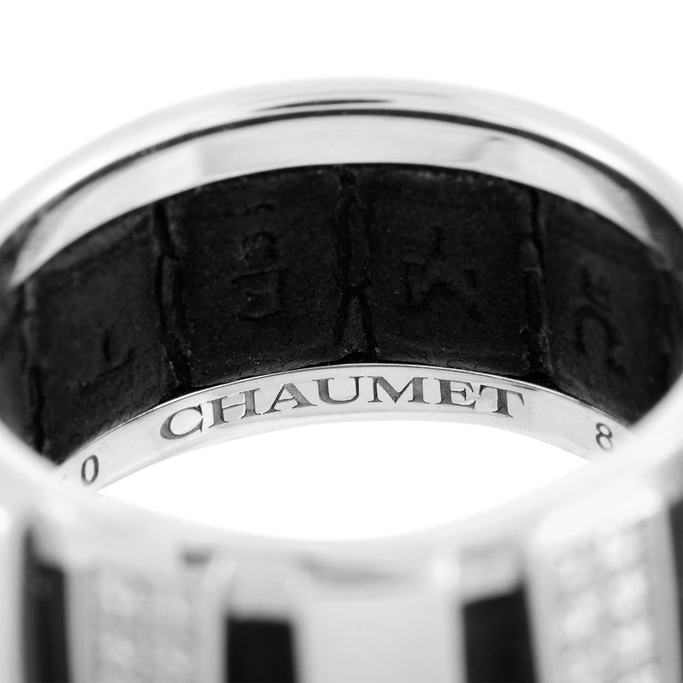 Chaumet Class One Rubber Diamond Pave White Gold Wide Band Ring at 1stDibs