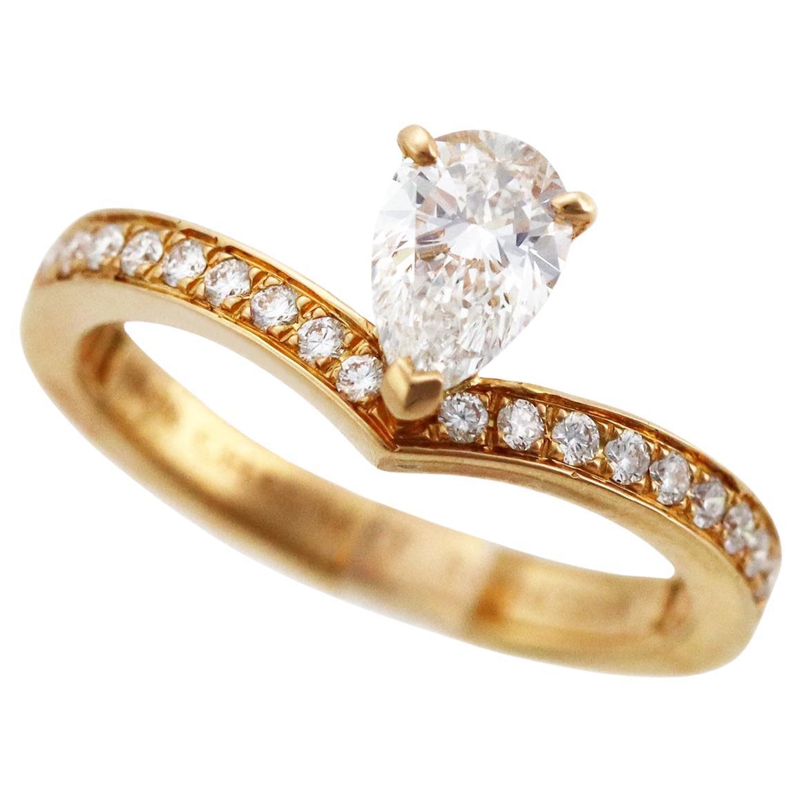 Chaumet Emerald Diamond Pave Gold Solitaire Ring at 1stDibs | chaumet ...