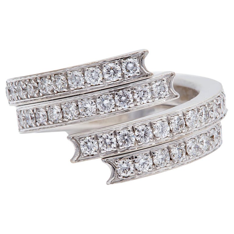 Chaumet Diamond 18k White Gold Ribbon Wrap Ring For Sale at 1stDibs
