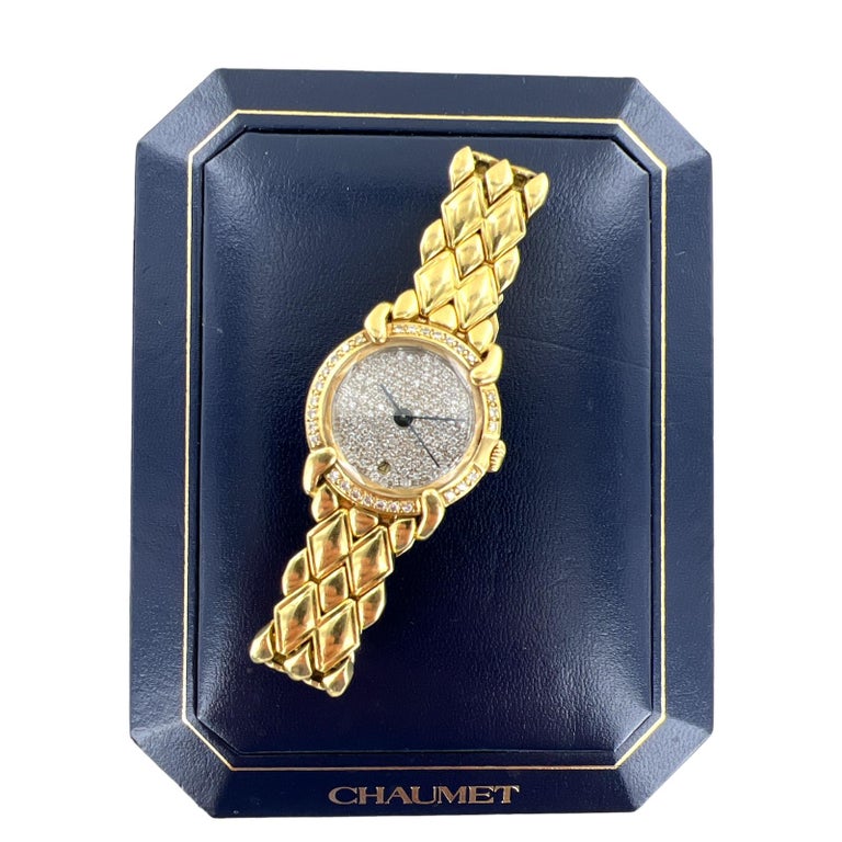 Chaumet Diamond Paris Elysses 18 Karat Yellow Gold Ladies Watch, Circa ...