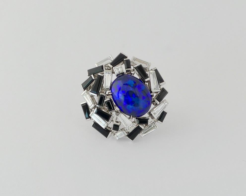 Chaumet Paris Electric Blue Opal Onyx Diamond Cocktail Ring For Sale at ...