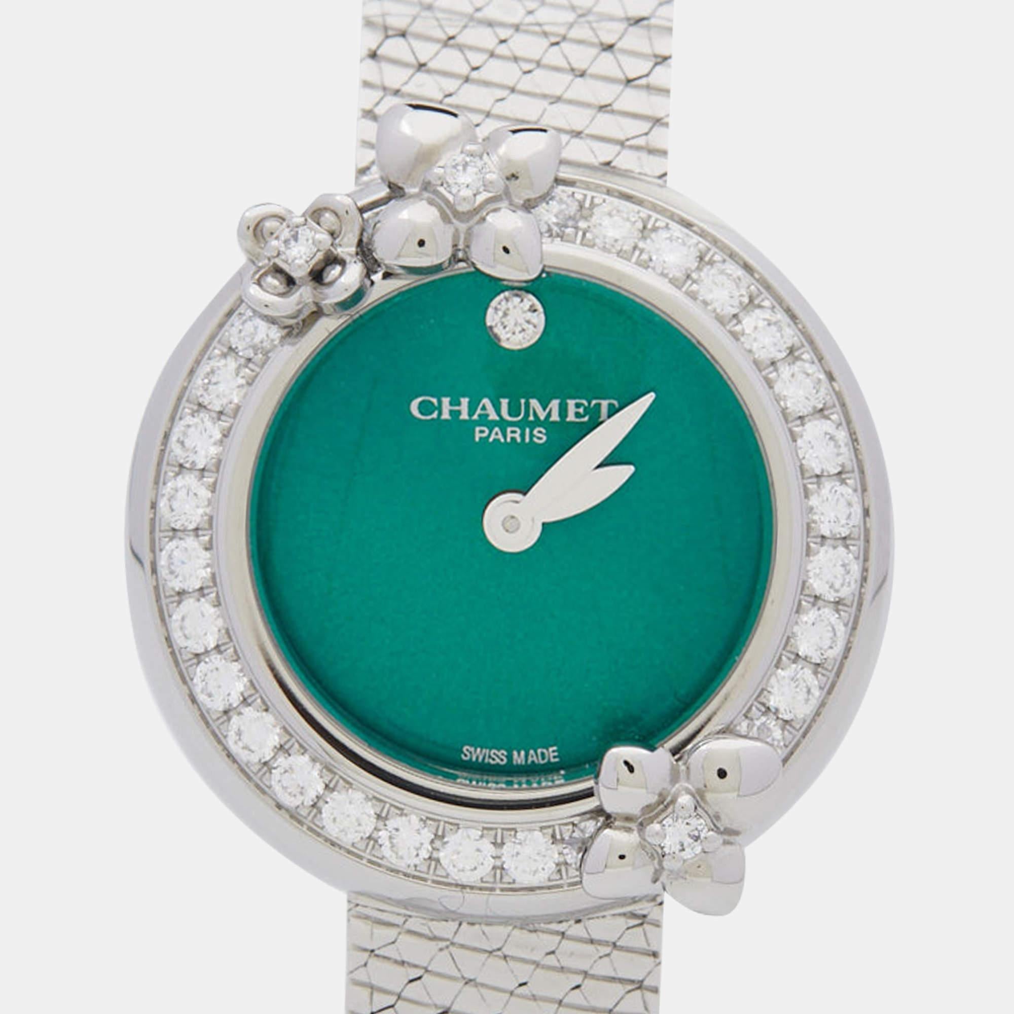 Chaumet Green Diamond Hortensia Eden W83880-001 Women's Wristwatch 22 mm For Sale at 1stDibs