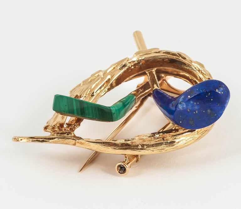 Chaumet of Paris Golfing Brooch 18kt Gold, Lapis Lazuli and Malachite ...