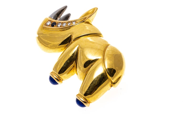 Chaumet Paris 18k Yellow Gold Sapphire, Diamond and Lapis Rhinoceros ...