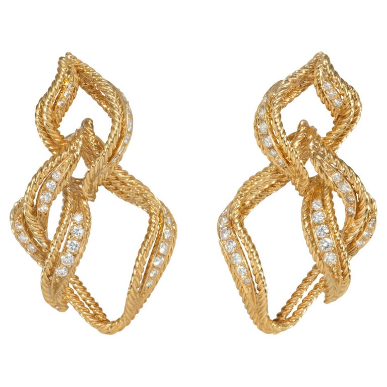 Chaumet, Paris Estate Gold and Diamond Stylized Flame Clip Earrings For ...
