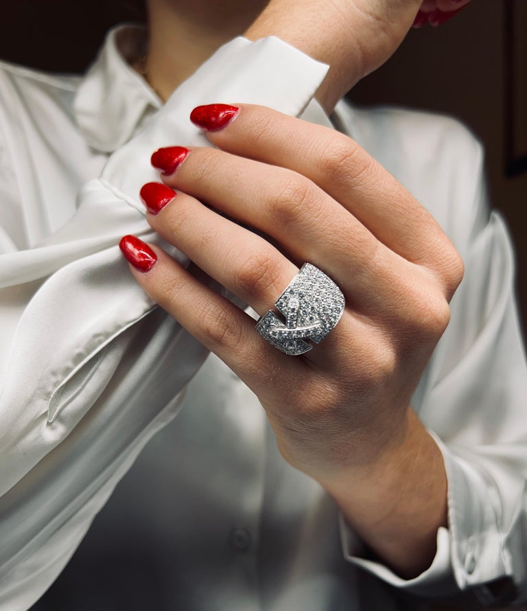 Chaumet Ring "Liens" XL White Gold Diamond French Brand For Sale at 1stDibs