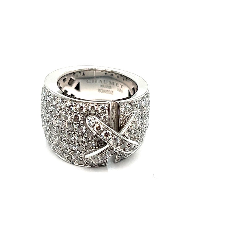 Chaumet Ring "Liens" XL White Gold Diamond French Brand For Sale at 1stDibs