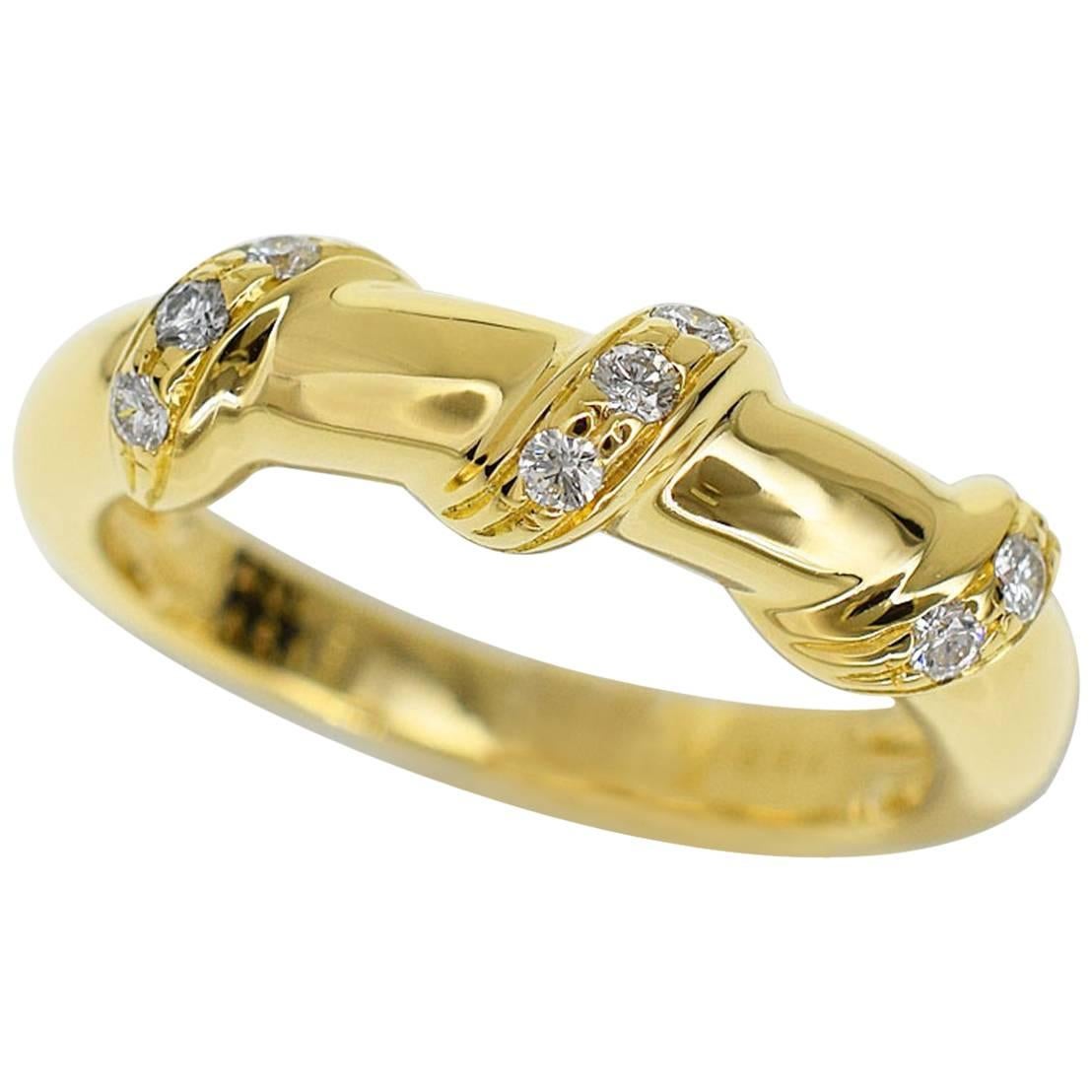 Chaumet Interlocking Diamond Gold Rings at 1stdibs