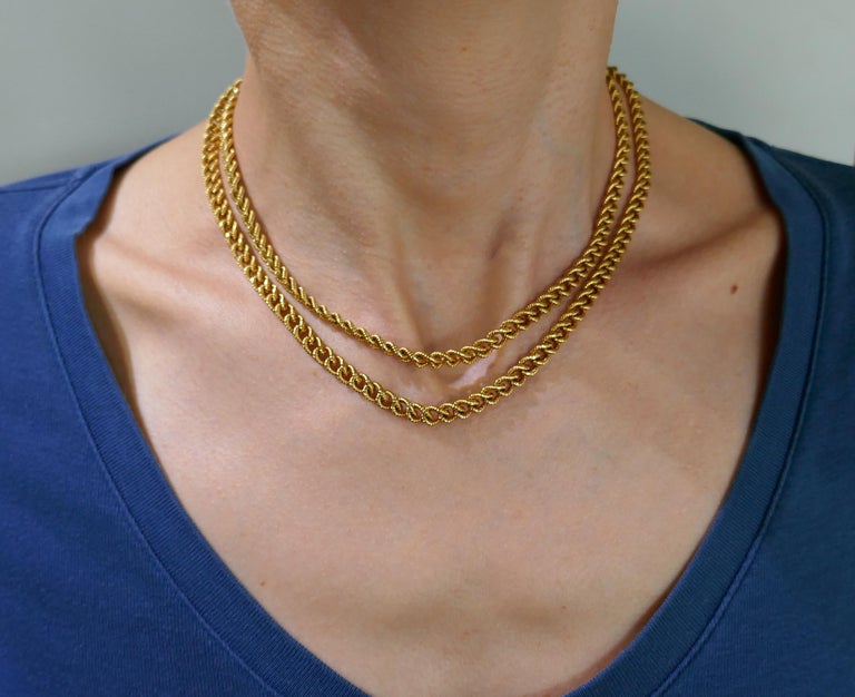 Chaumet Yellow Gold Link Chain Necklace, 1970s French at 1stDibs