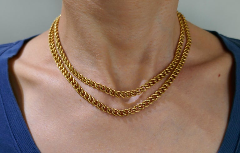 Chaumet Yellow Gold Link Chain Necklace, 1970s French at 1stDibs