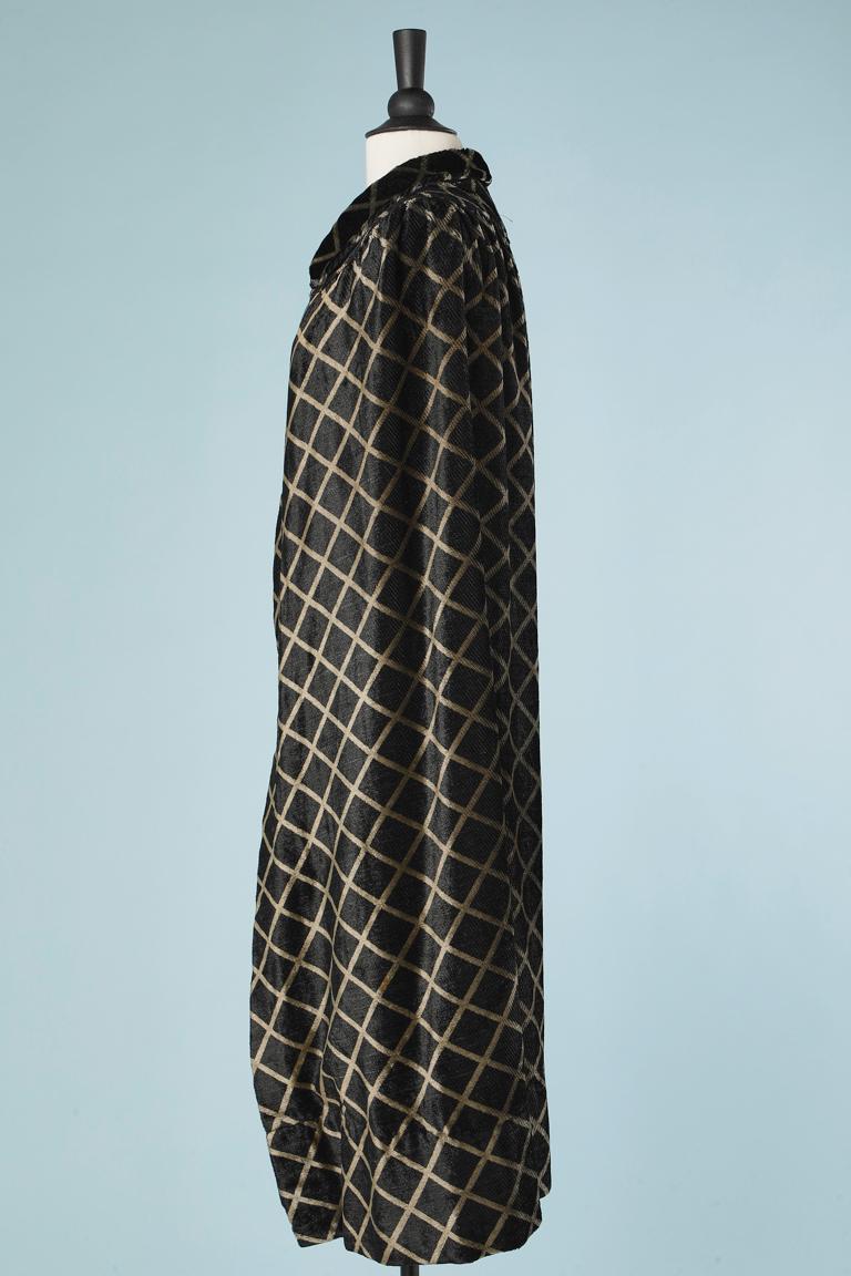 Check pattern velvet cape with graven horn brooch attach Circa 1930 For ...