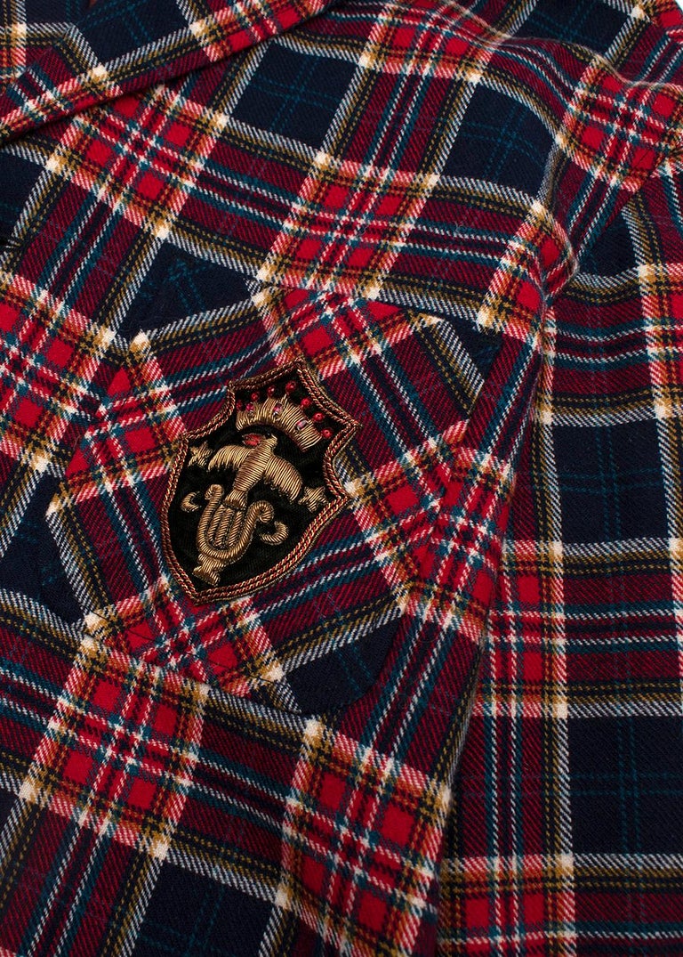 Check wool jacket with crest For Sale at 1stDibs