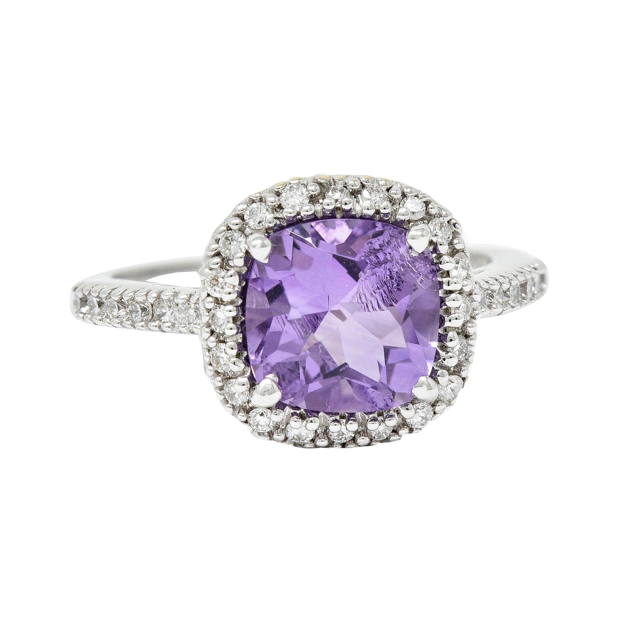 Chaumet Amethyst Diamond Halo 18 Karat White Gold Class One Gemstone ...