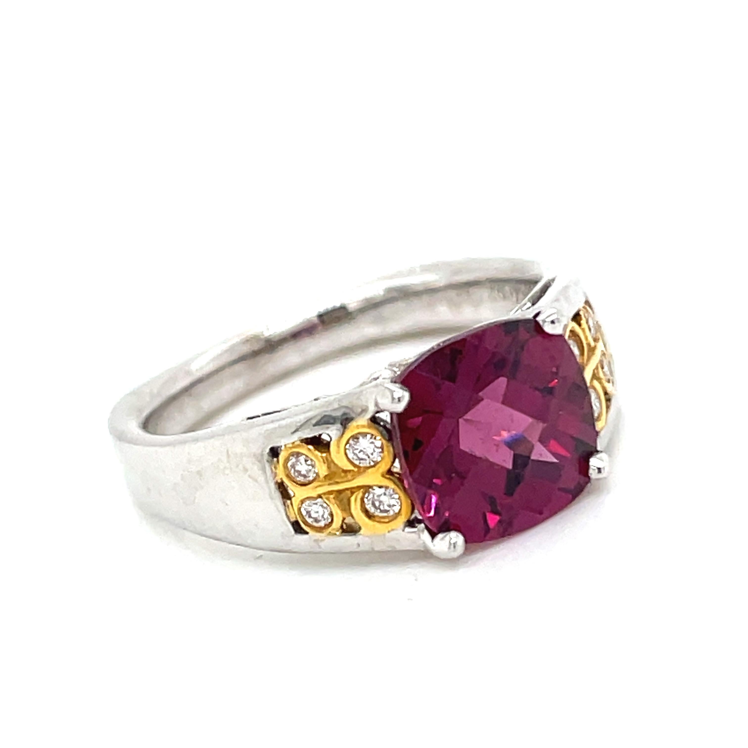 Checkerboard-Cut Fine Rubellite Tourmaline Engagement Ring with ...