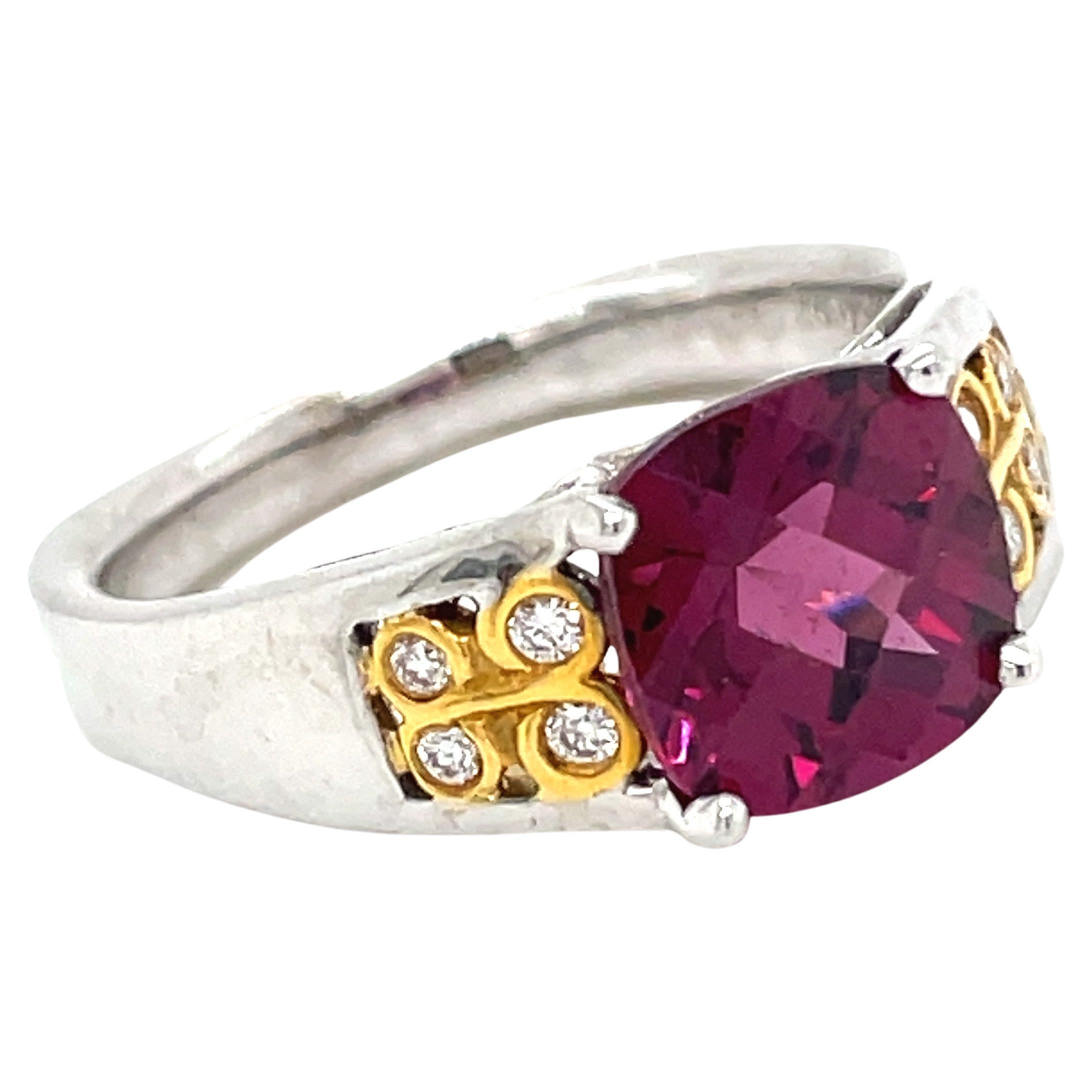 Checkerboard-Cut Fine Rubellite Tourmaline Engagement Ring with ...