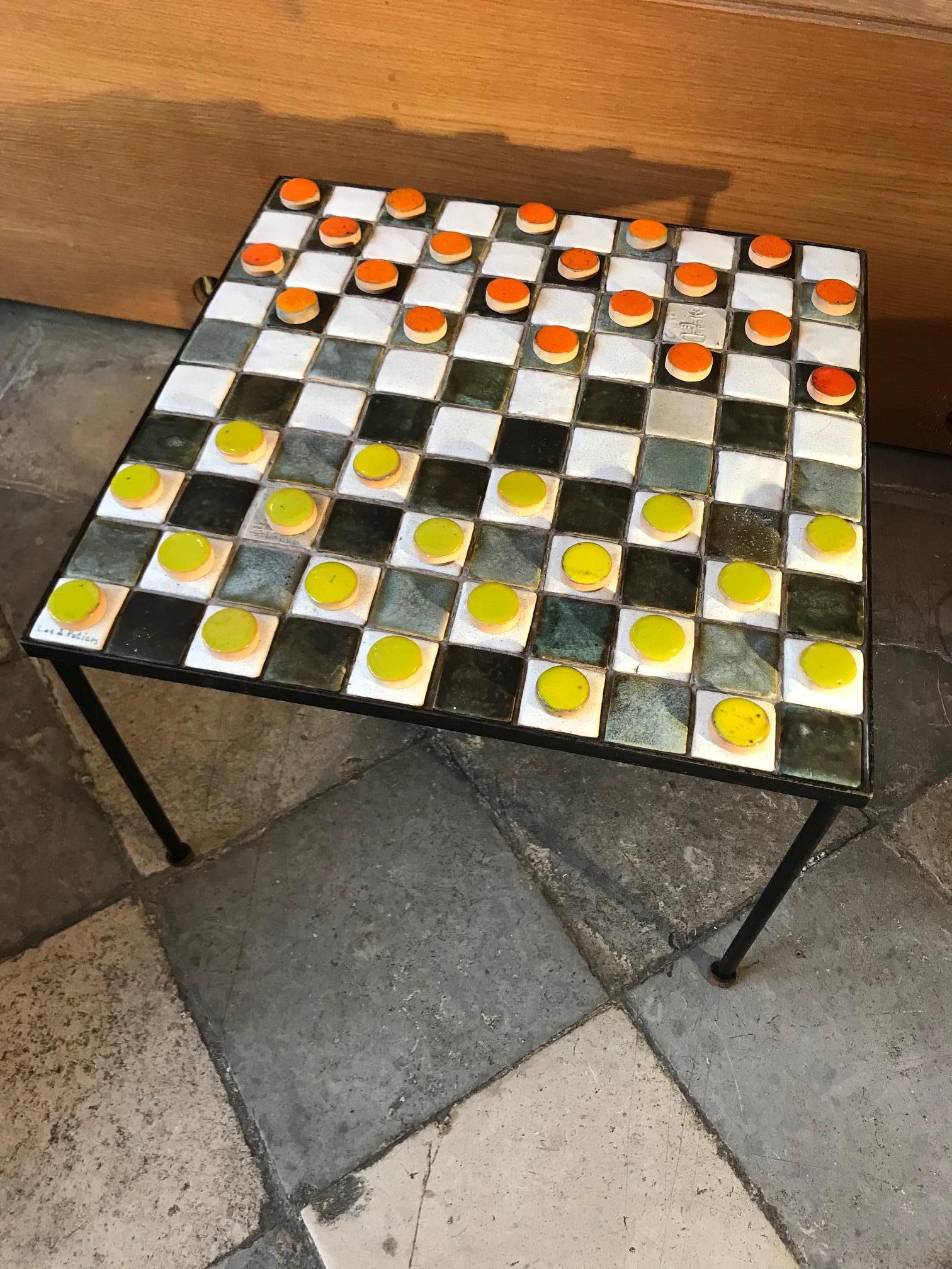 Checkers Board or Coffee Table by Les 2 Potiers at 1stDibs | checkers ...