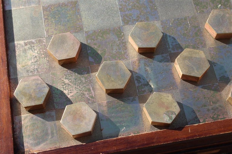 Checkers in solid brass and wood, Italy 1970 For Sale at 1stDibs