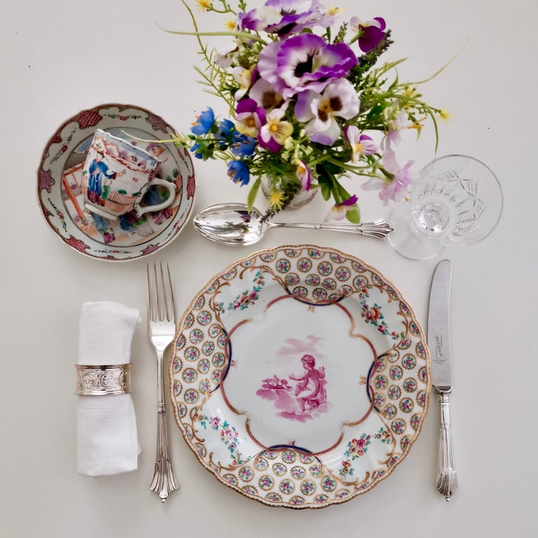 Crown Derby Porcelain Plate, Puce Cherubs by Richard Askew, Georgian ca ...