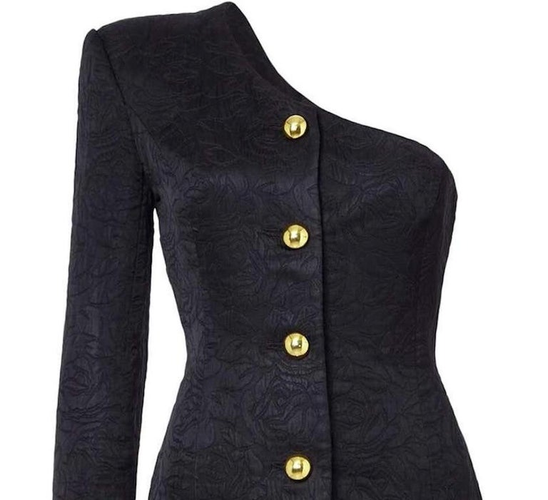 Chelsea Design Co. Asymmetrical Black Jacket With Gold Buttons, 1980s ...