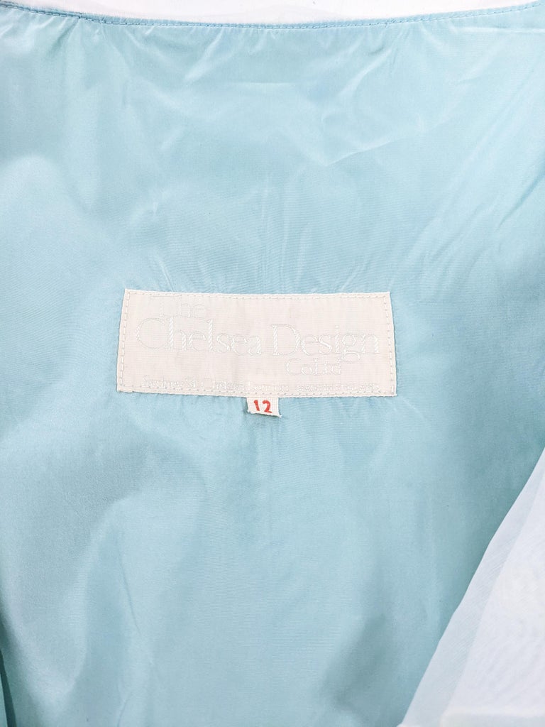 Chelsea Design Co Vintage 80s Mint Taffeta Plunge Neck Ball Gown Dress ...