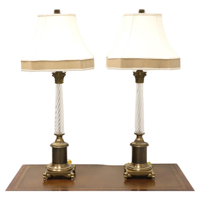 CHELSEA HOUSE Brass and Glass Traditional Table Lamps with Duckhead ...