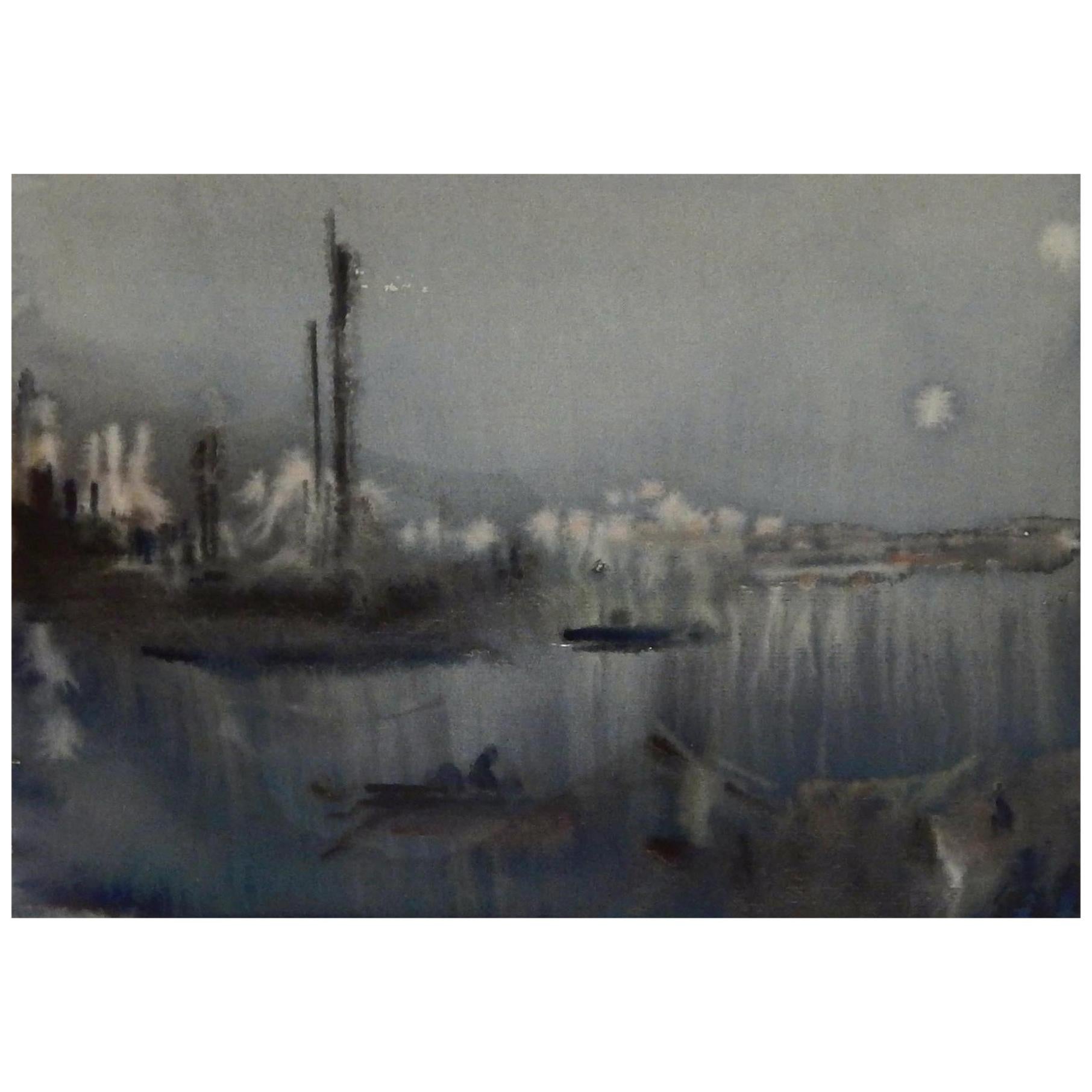 Chen Chi Important Chinese/American Artist Watercolor, Nocturne on the ...