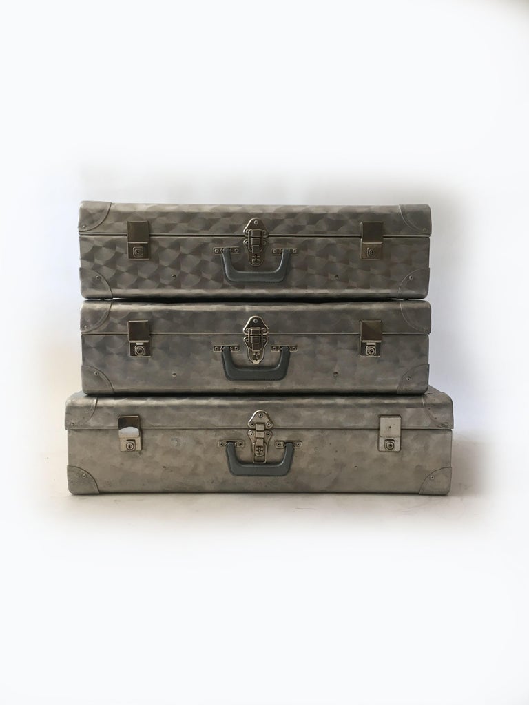 Cheney London Aluminum Suitcase Luggage, Set of Three, England, 1960s ...