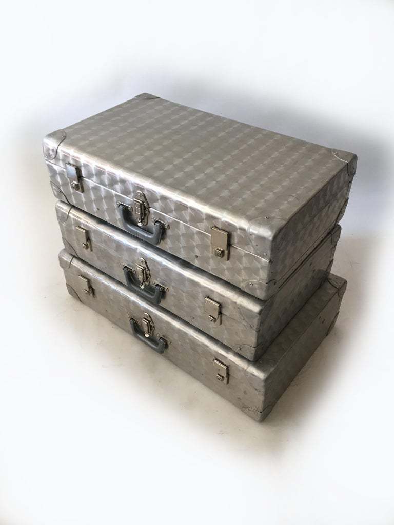 Cheney London Aluminum Suitcase Luggage, Set of Three, England, 1960s ...
