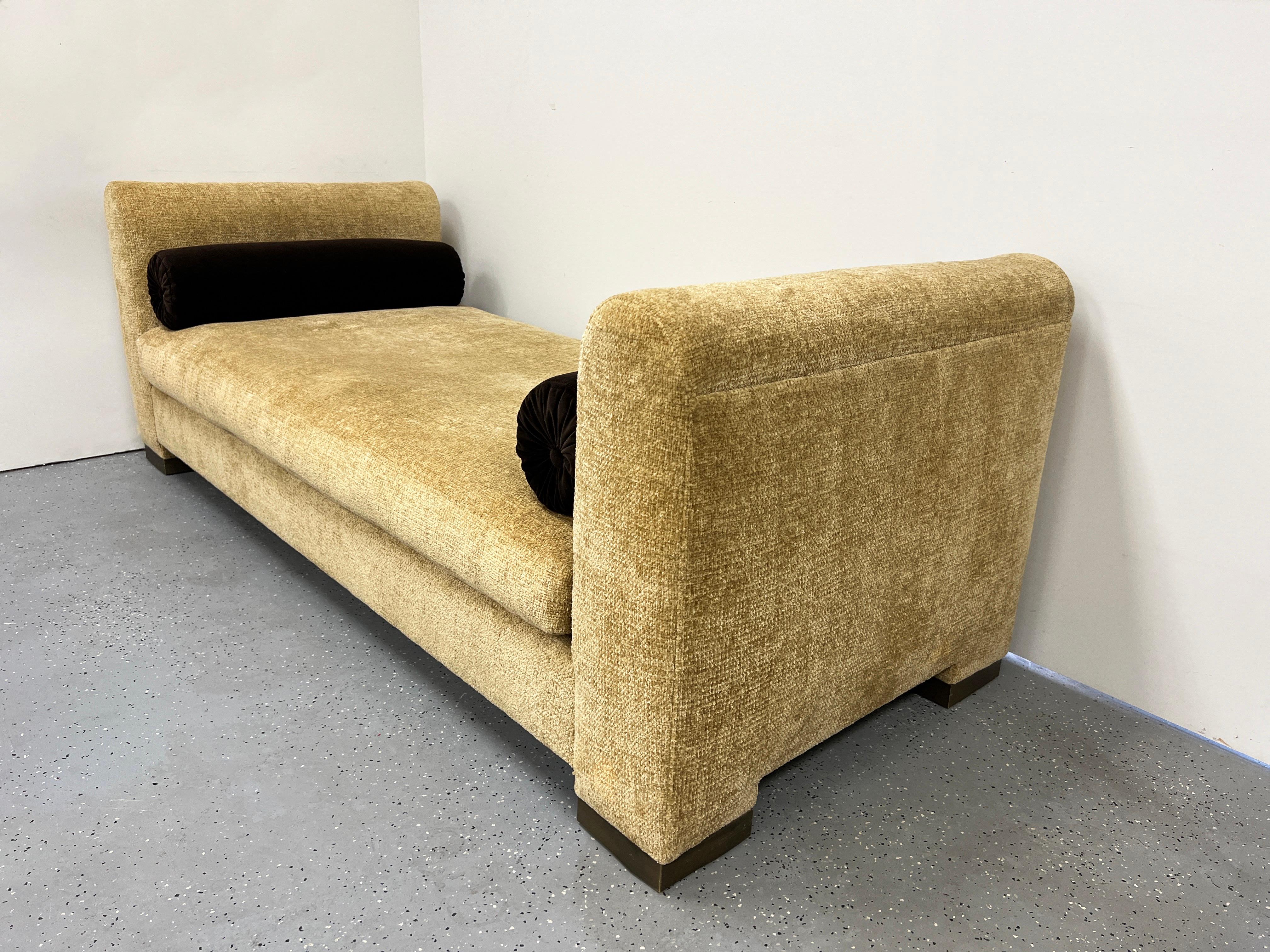 Chenille and Brass Daybed by Steve Chase For Sale at 1stDibs