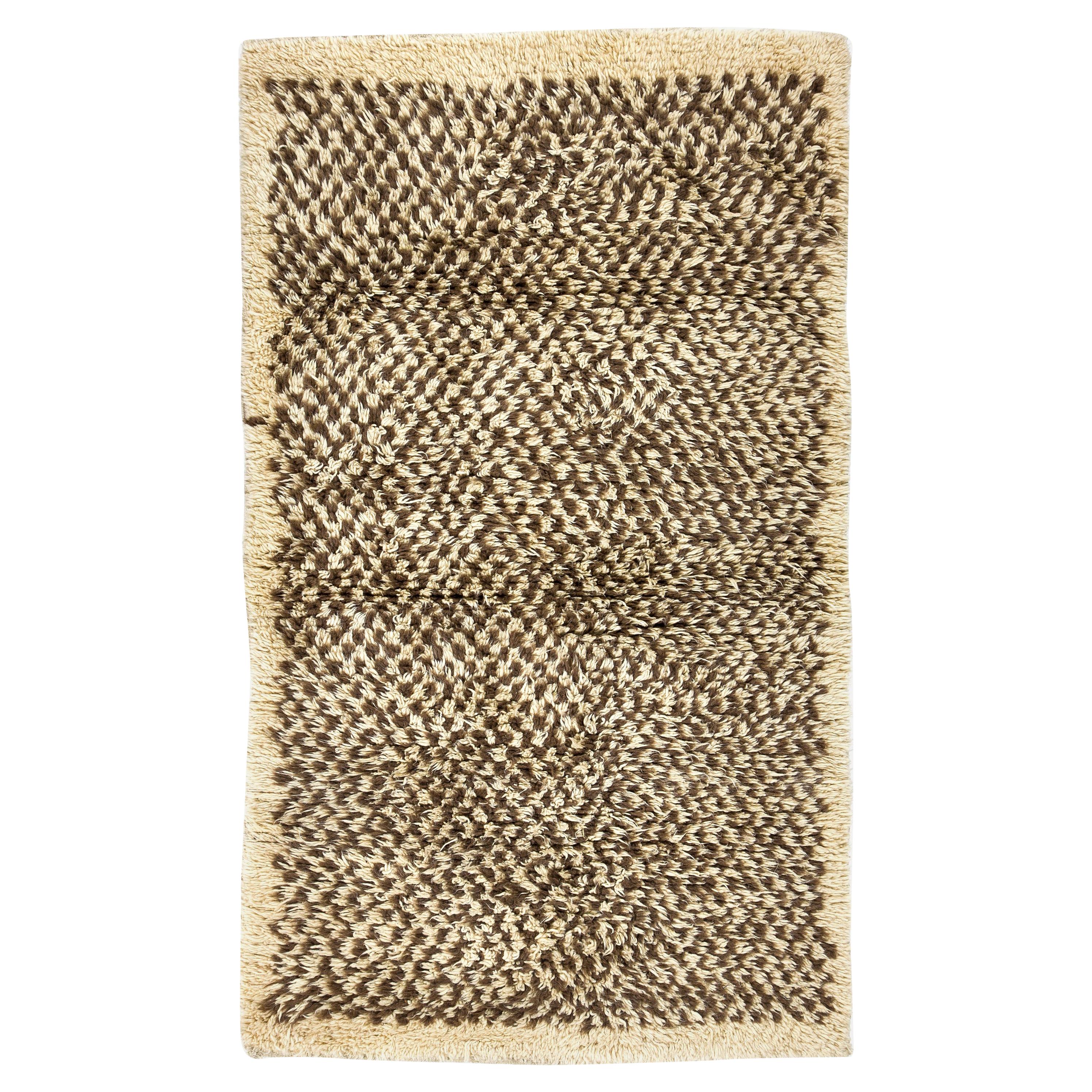Turkish Flokati Natural Undyed Wool Rug Midcentury For Sale at 1stDibs