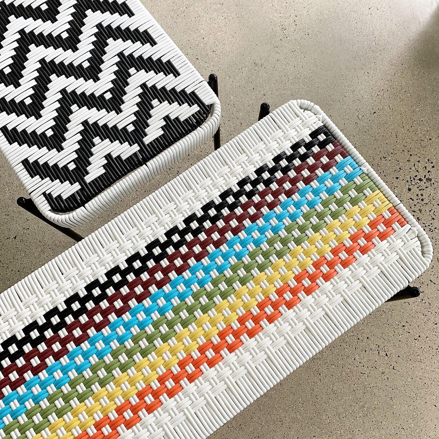 Indoor Outdoor Handwoven Rainbow Patio Bench Seat by Frida and Blu For ...