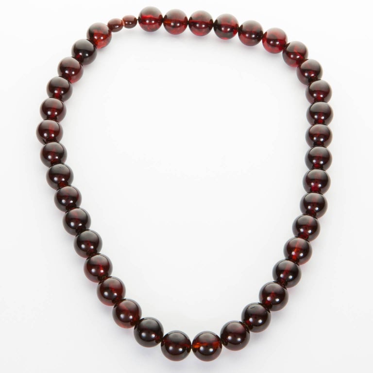 Cherry Amber Bead Necklace at 1stDibs | cherry amber necklaces