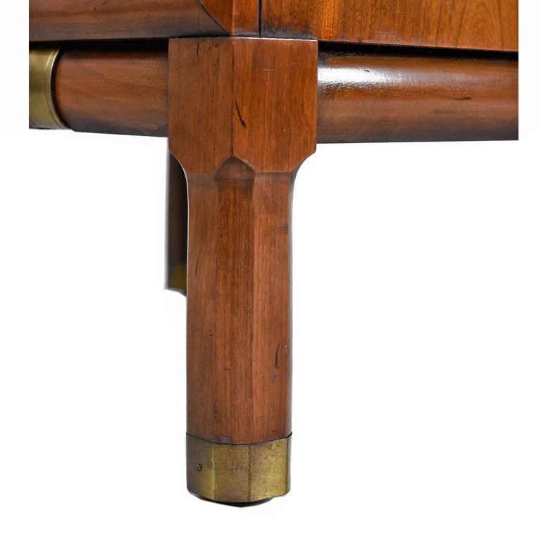 Cherry and Olive Wood Inlay Thomasville Campaign Talisman Nightstand ...