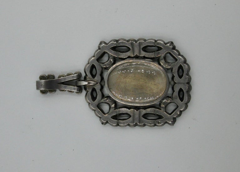 Cherub Locket Pendant 19th Century French Black Dot Paste Silver En ...